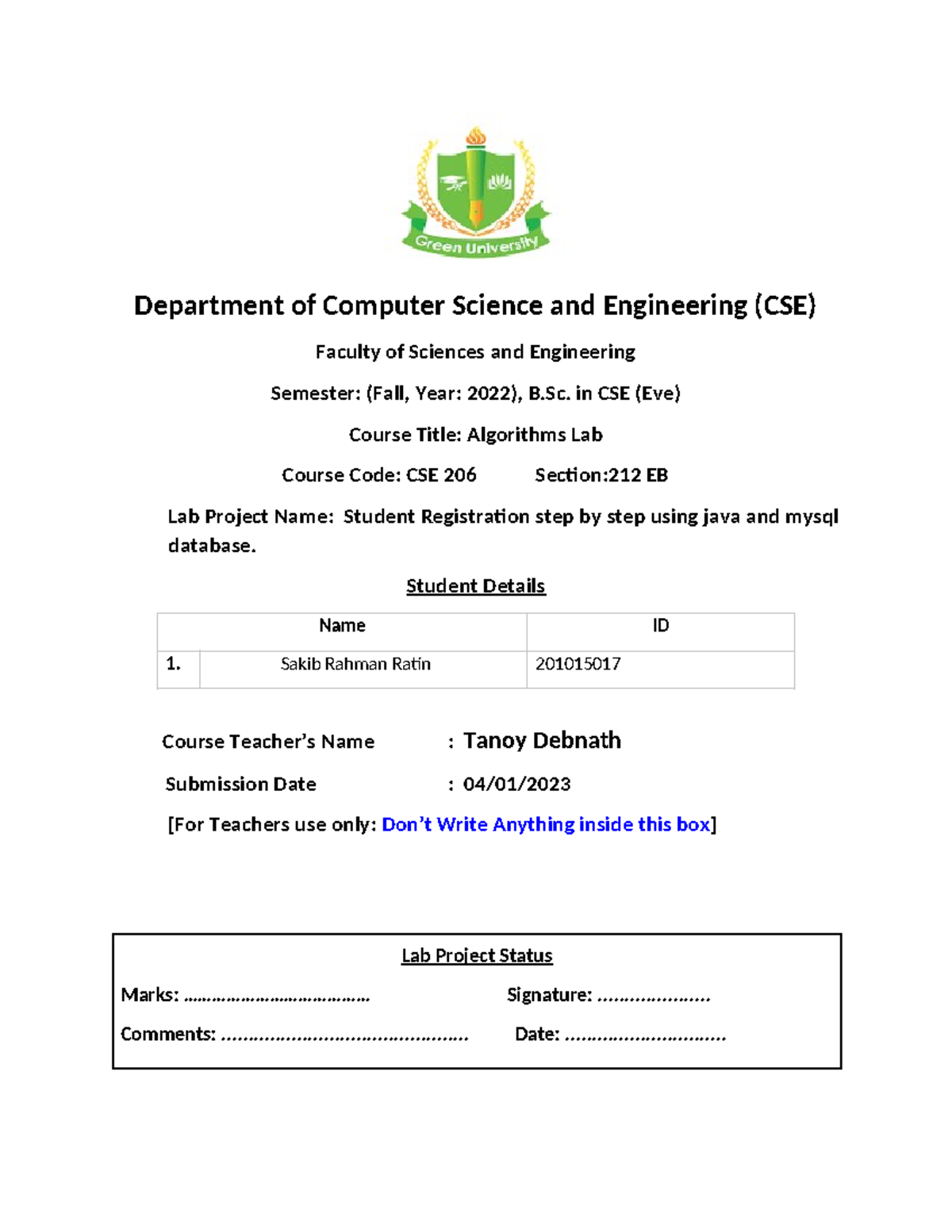 2010 15017 Project Report - Department of Computer Science and ...
