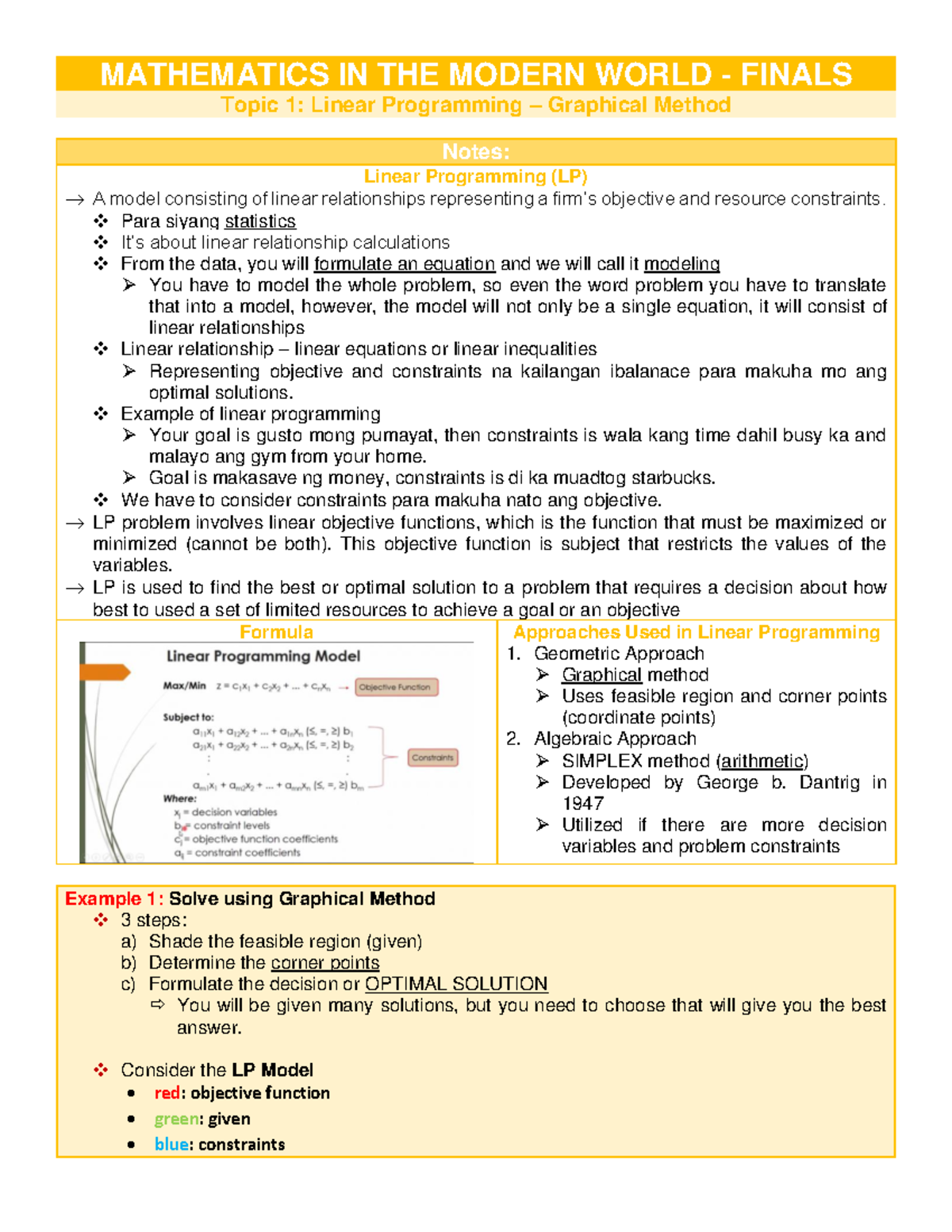 MMW Trans Finals - MATHEMATICS IN THE MODERN WORLD - FINALS Topic 1 ...