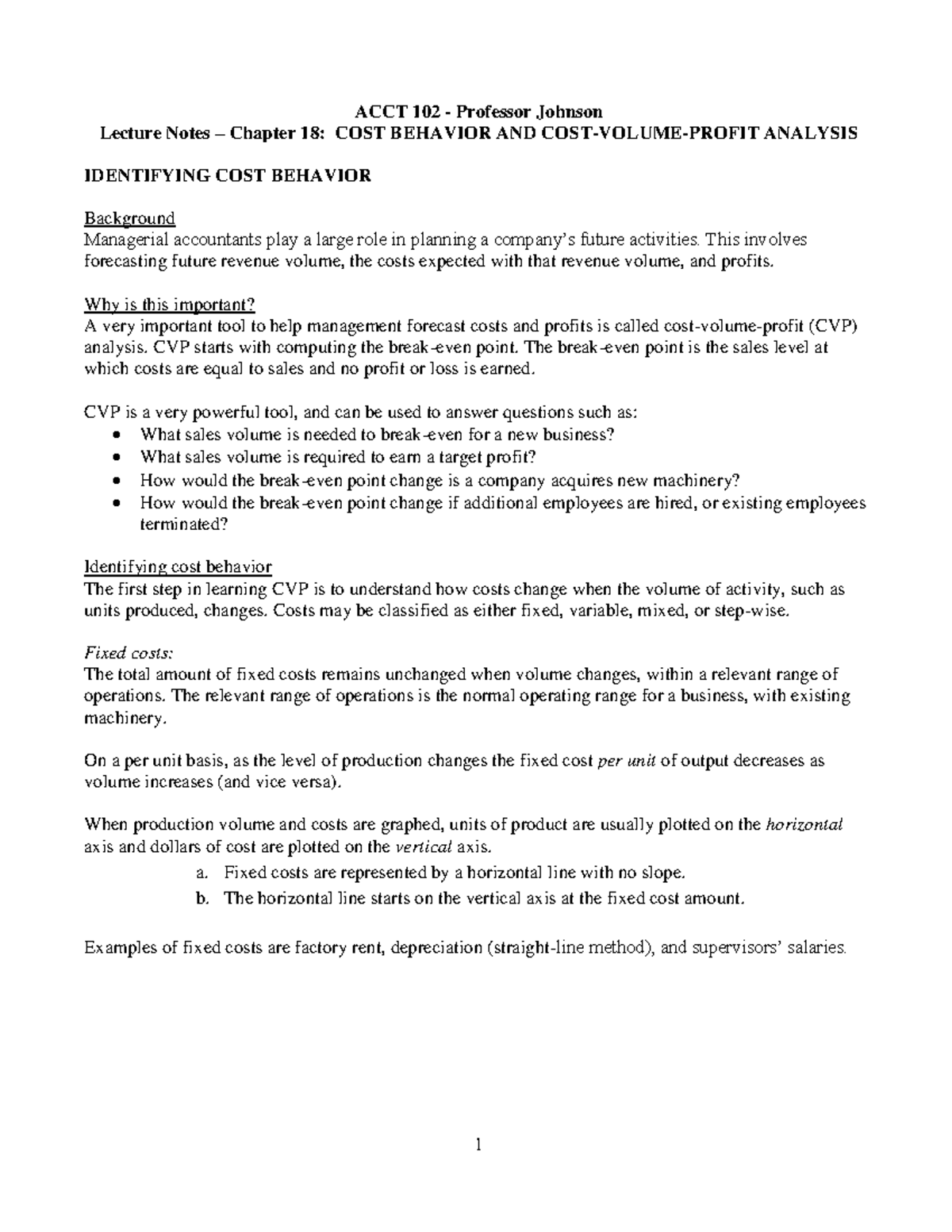 ACCT 102 Lecture Notes Chapter 18 - ACCT 102 - Professor Johnson ...