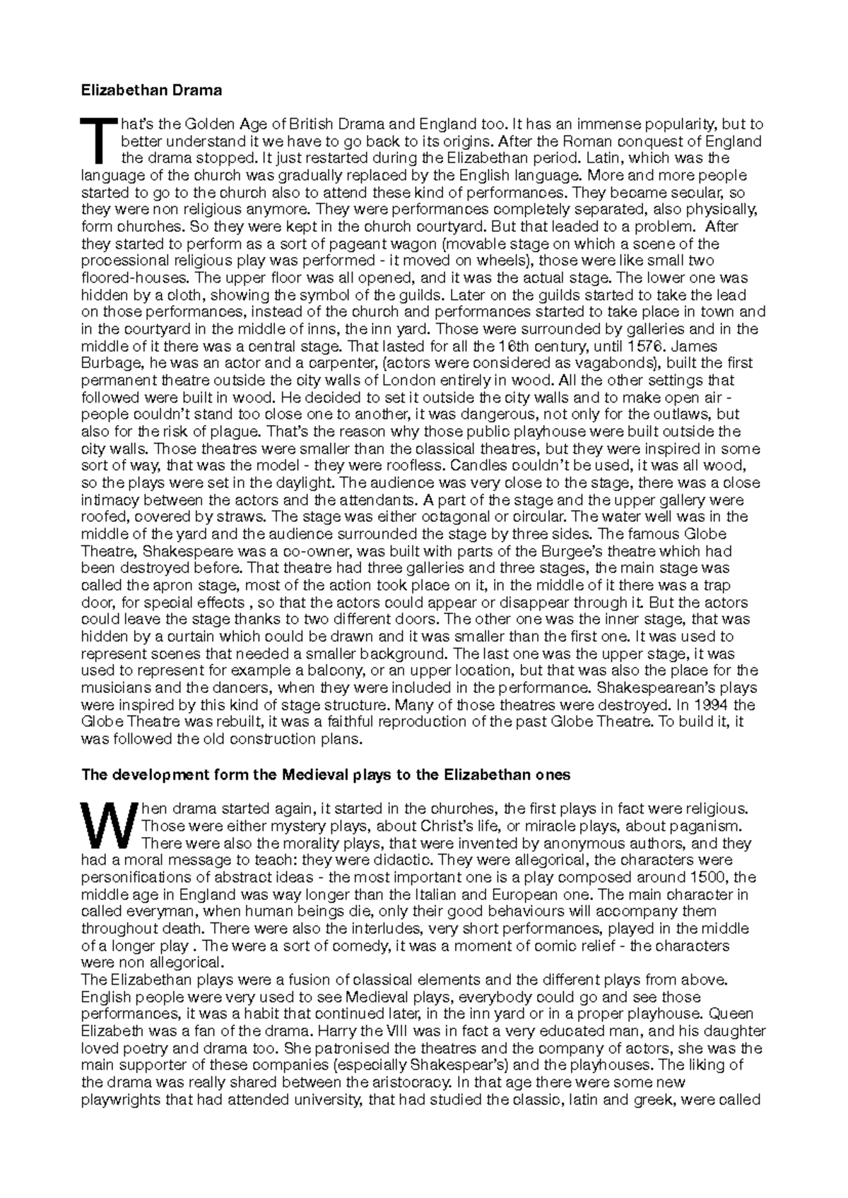 Elizabethan Drama 1 - completo - Elizabethan Drama T hat’s the Golden ...