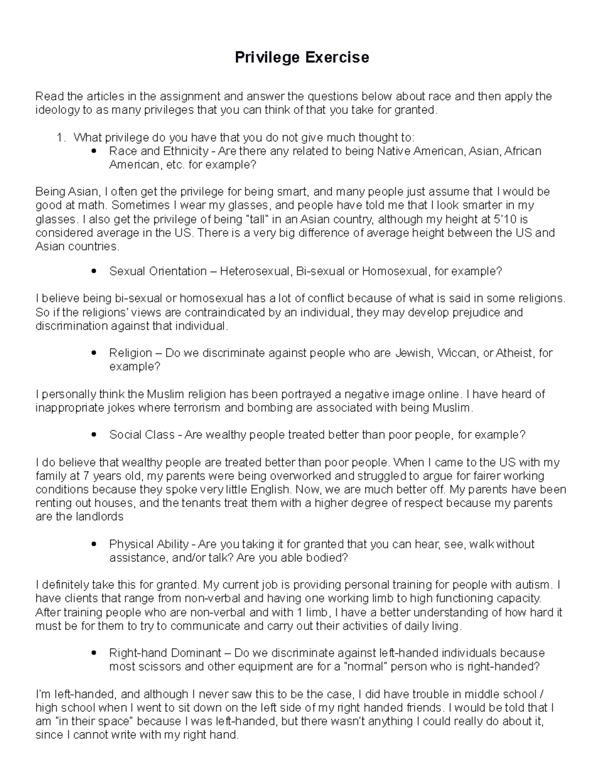 WCC Privilege Exercise ADA - Privilege Exercise Read the articles in ...