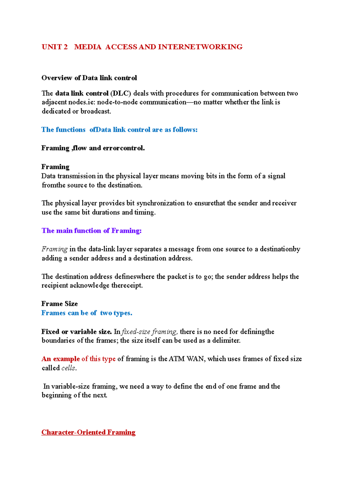 Communication Networks Unit2 N - UNIT 2 MEDIA ACCESS AND ...