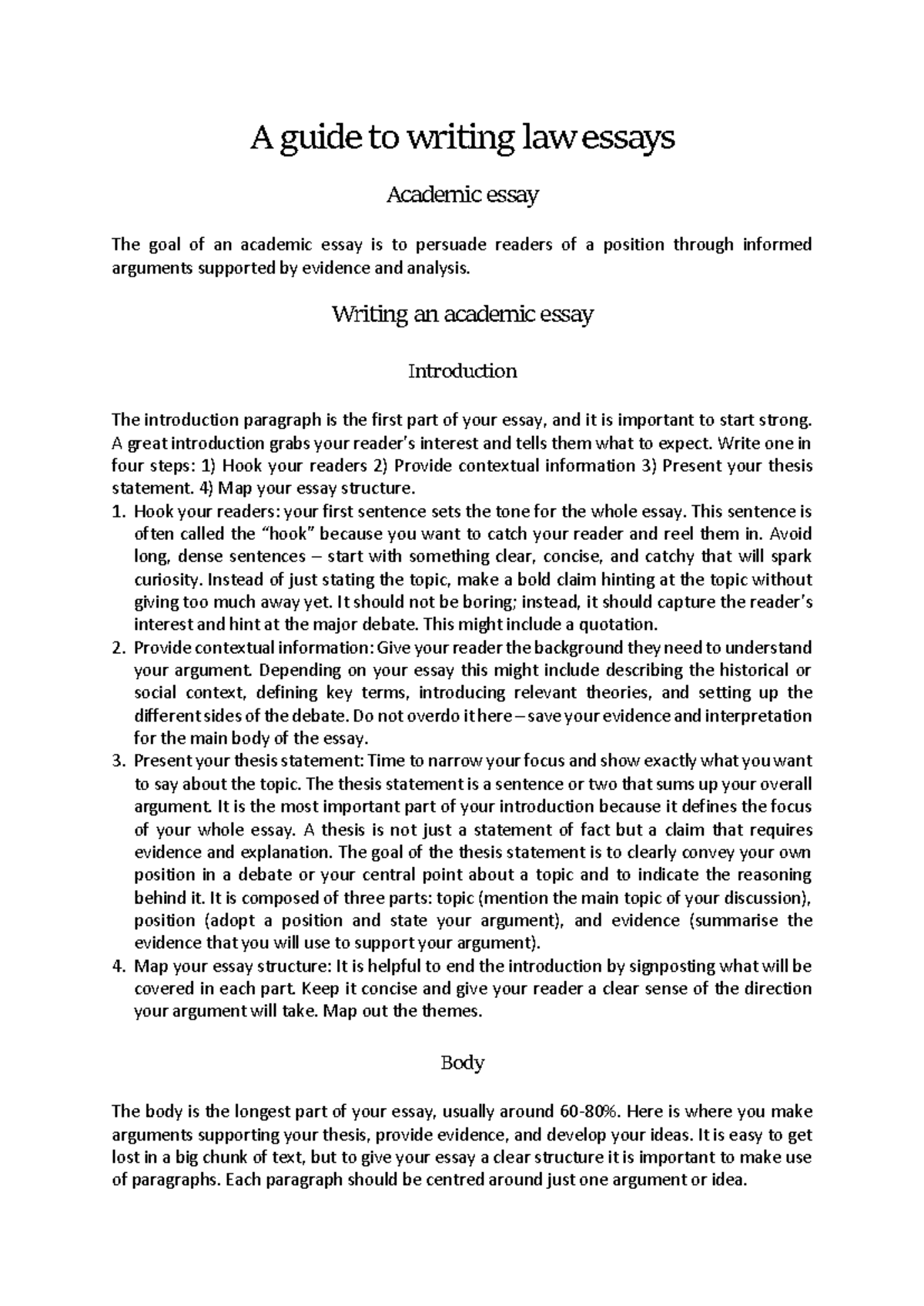 A guide to writing law essays - A guide to writing law essays Academic ...