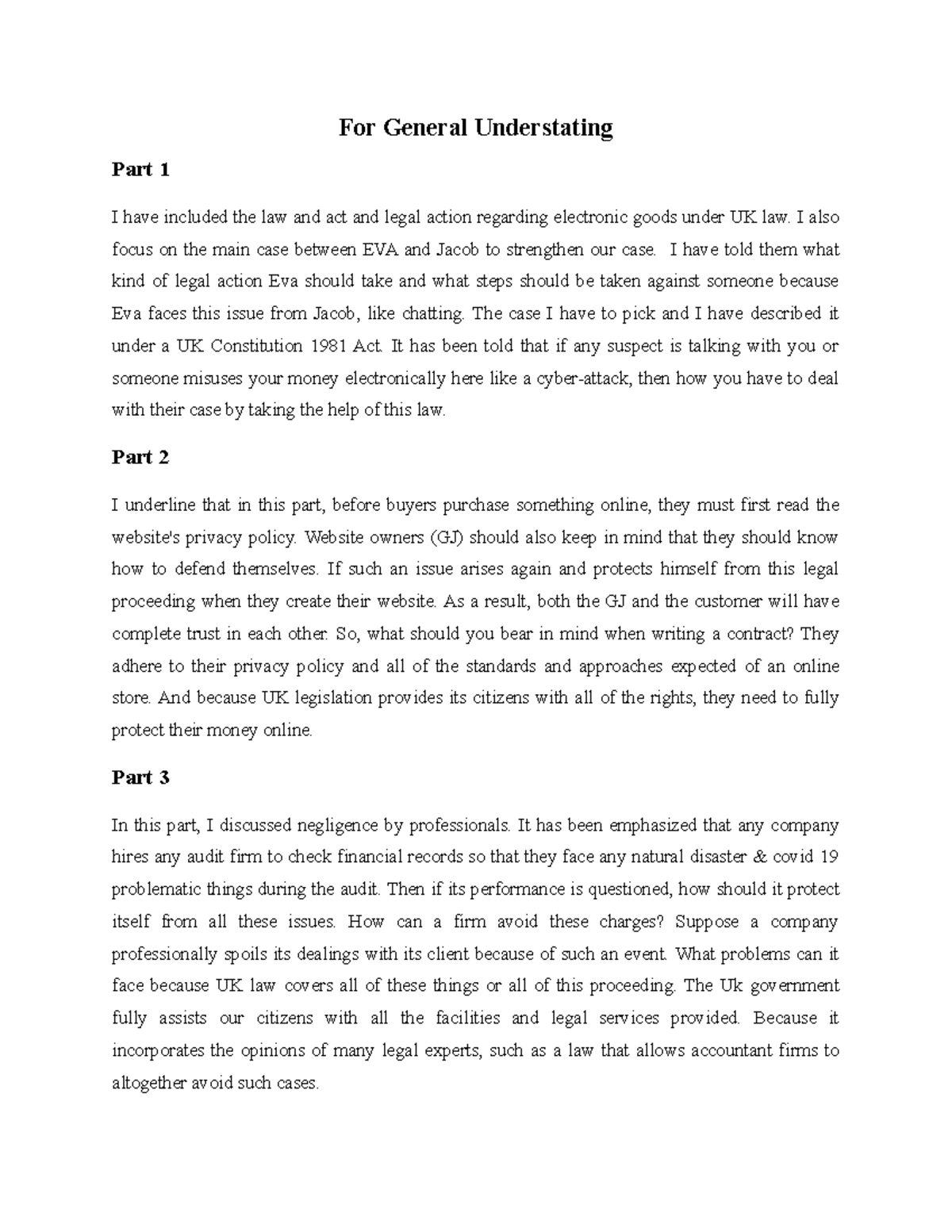 Summary law of accountant - For General Understating Part 1 I have ...