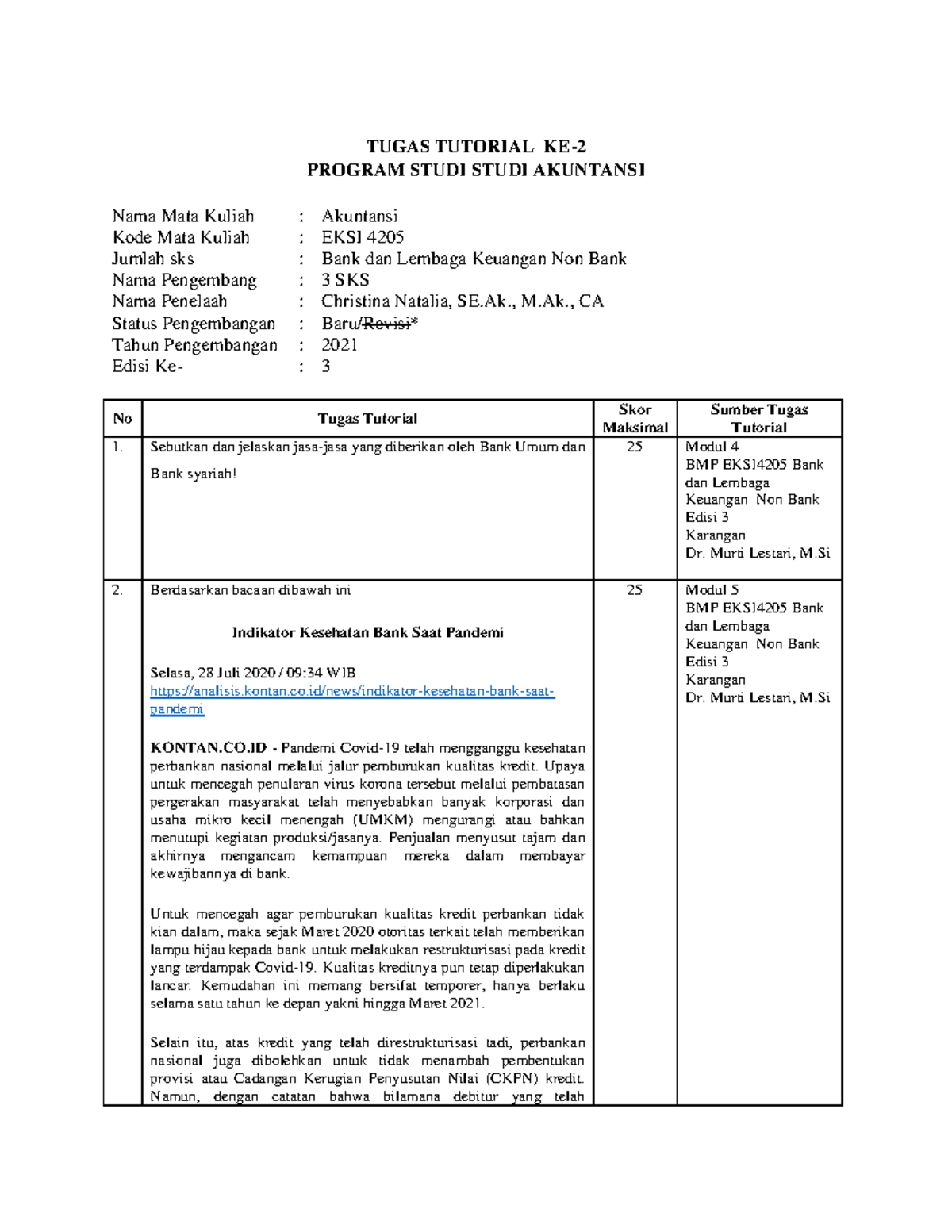 Tugas Tutorial KE 2 BANK DAN Lembaga - TUGAS TUTORIAL KE- 2 PROGRAM ...