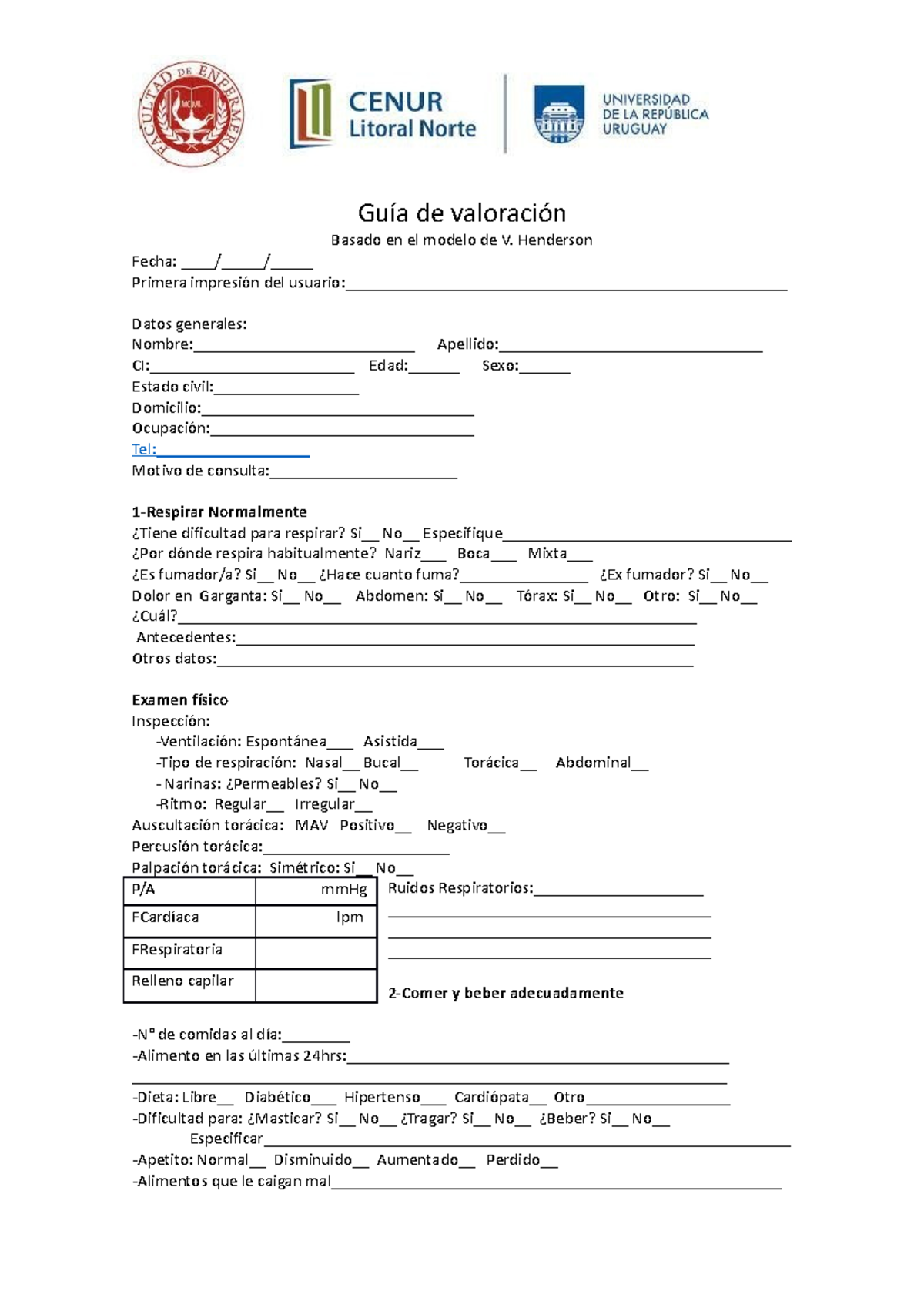 Guía de valoración - Guía de valoración Basado en el modelo de V ...