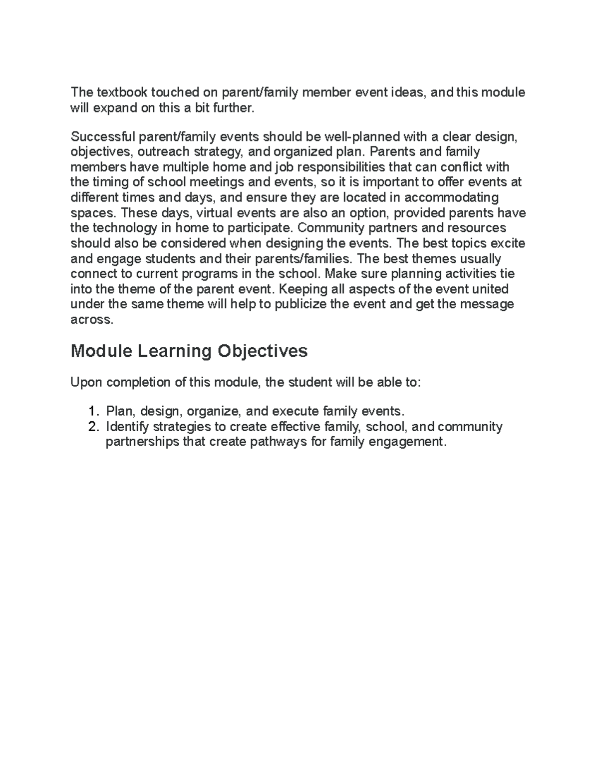 EECModule 11 Overview - The textbook touched on parent/family member ...