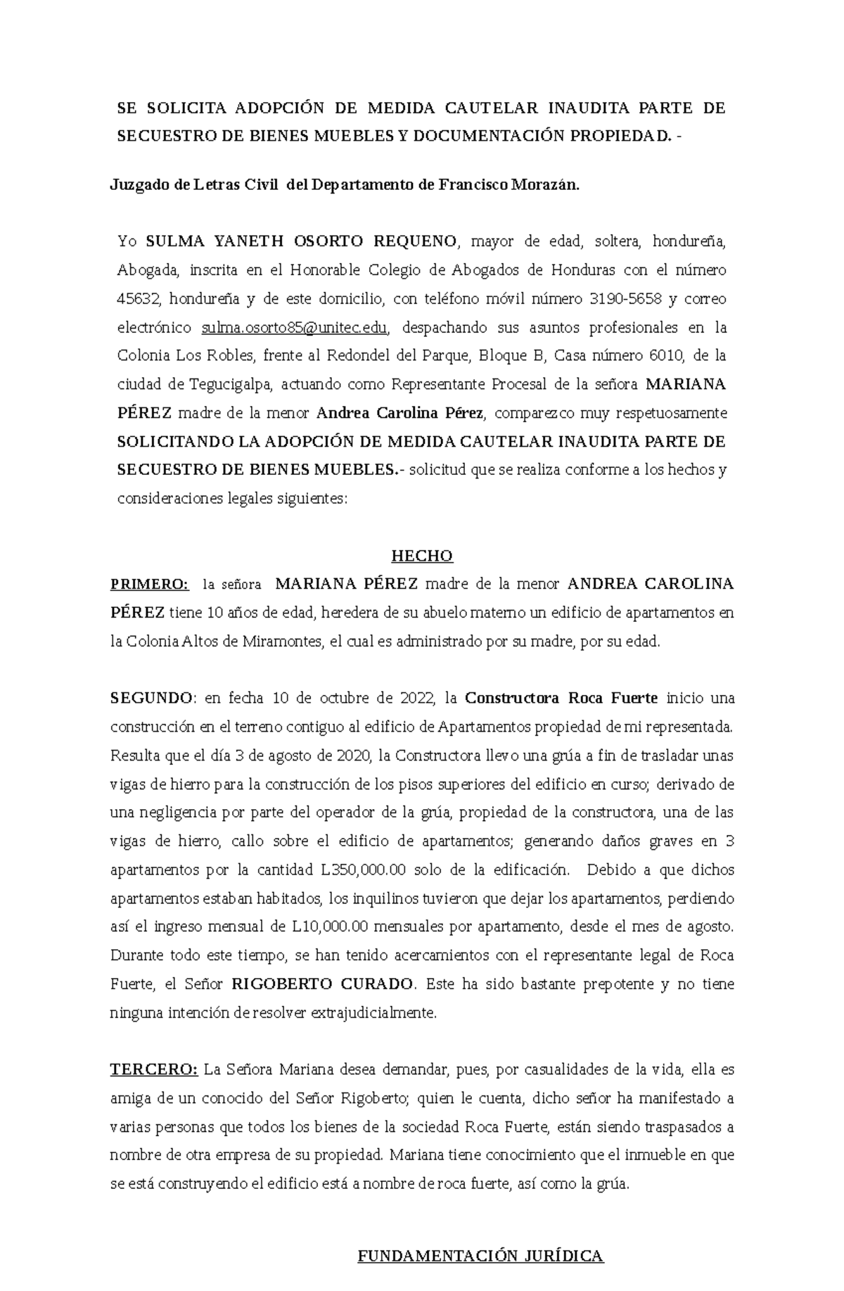 Solicitud DE Medida Cautelar-1 - SE SOLICITA ADOPCIÓN DE MEDIDA ...