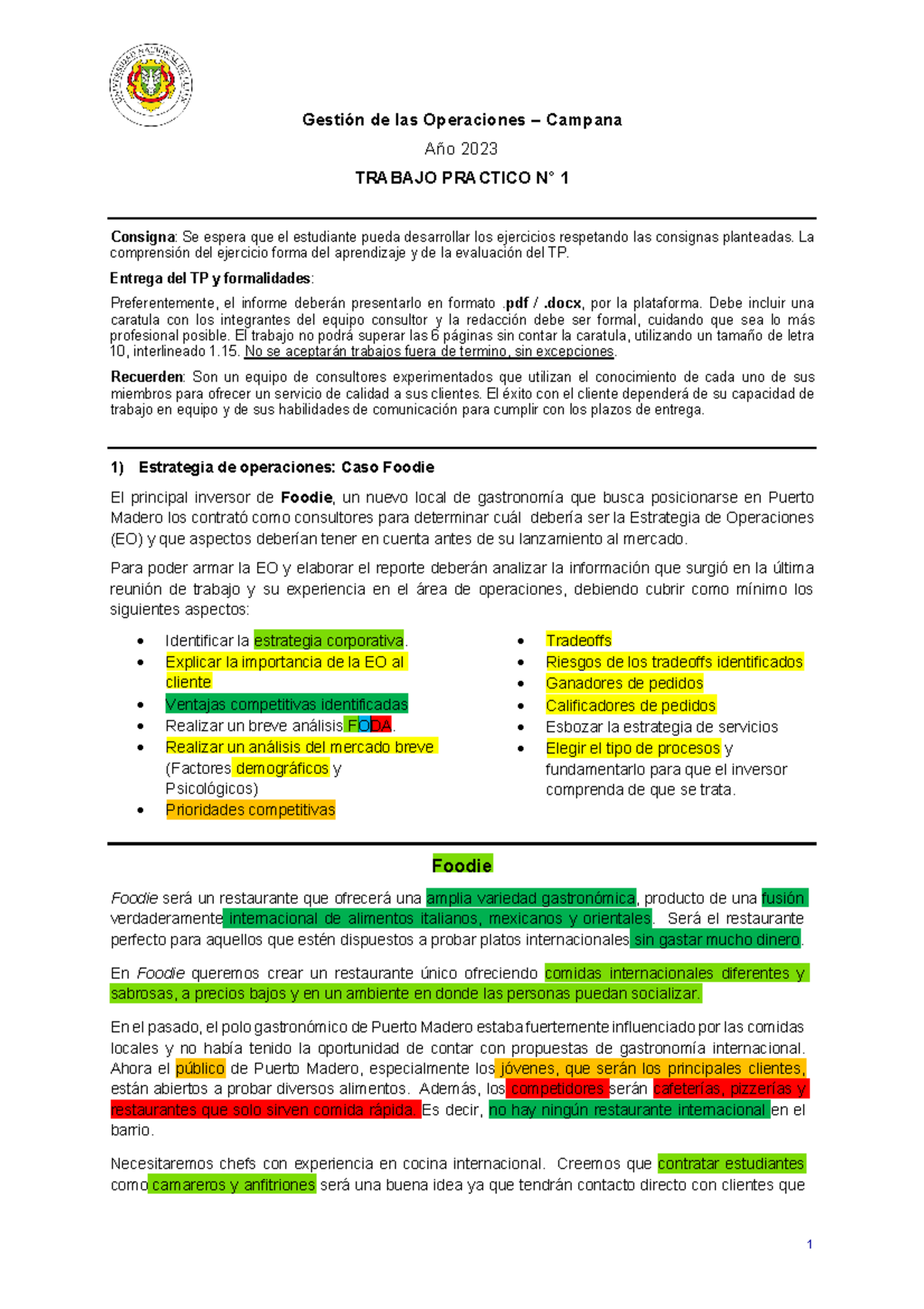 GO TP 01 - Campana - Trabajo practico 1 - Gestión de las Operaciones ...