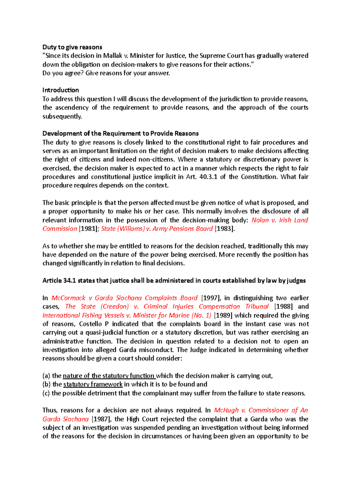 Duty to give reasons essay - Duty to give reasons "Since its decision ...