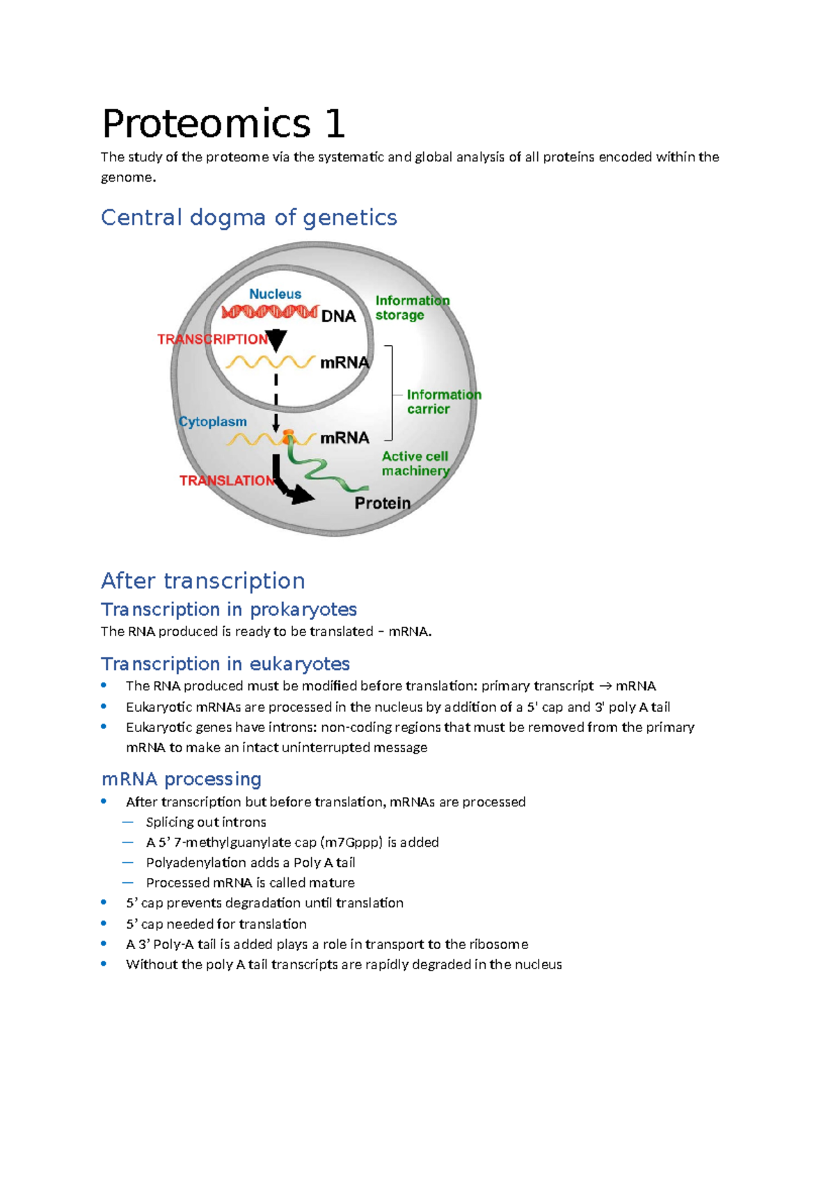 Notes 13 - Proteomics - Proteomics 1 The study of the proteome via the ...