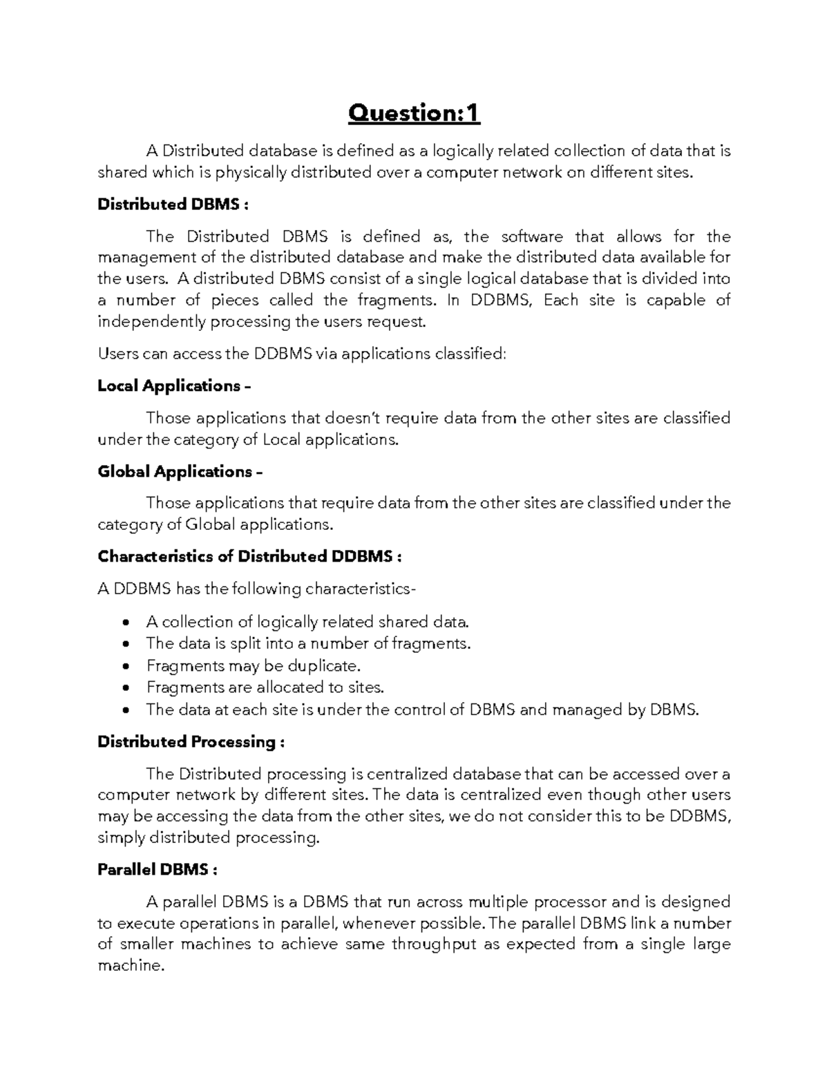 Adt 1and2 Adt 1to5 Notes Question 1 A Distributed Database Is Defined As A Logically Related