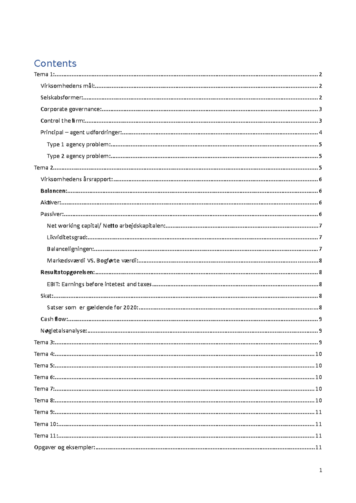 Finansering, formler og forklaringer - Contents Tema - Studocu