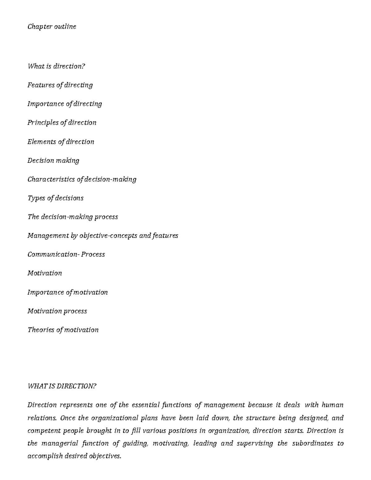 Directing -Acheivers group - Chapter outline What is direction ...