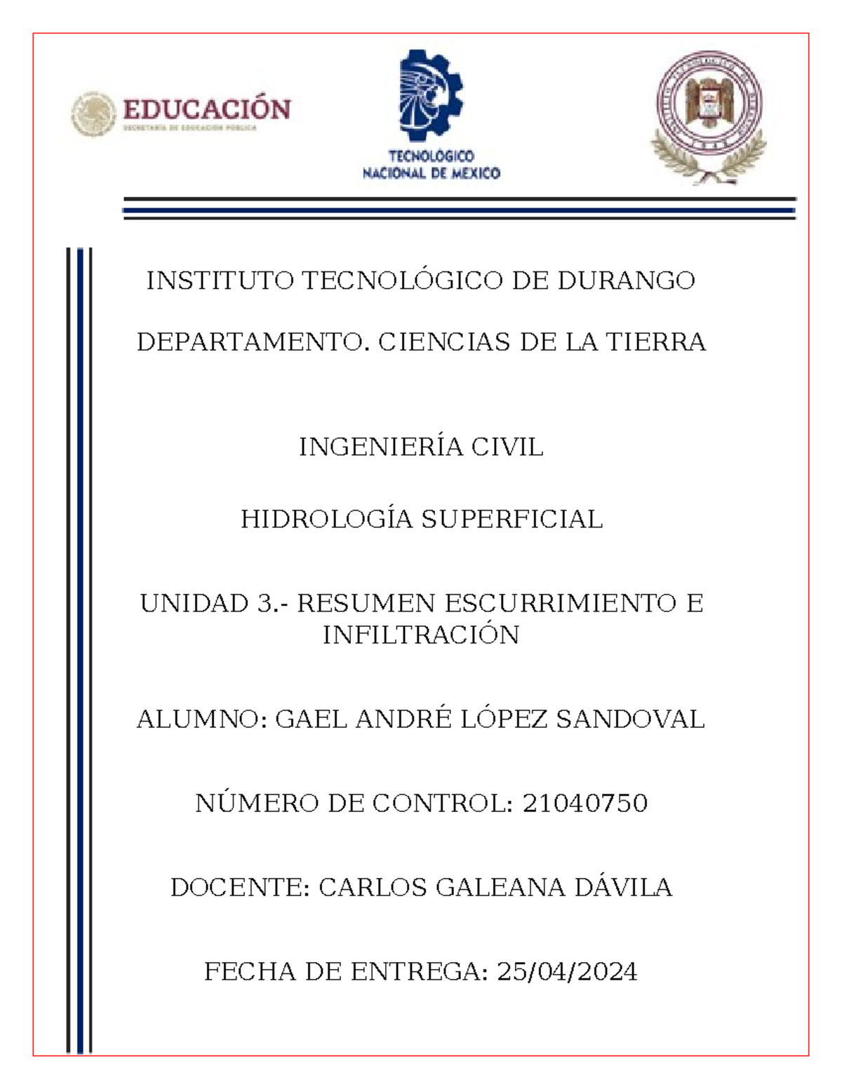 Formato de portada, indice y referencias unidad 3 hidrologia ...
