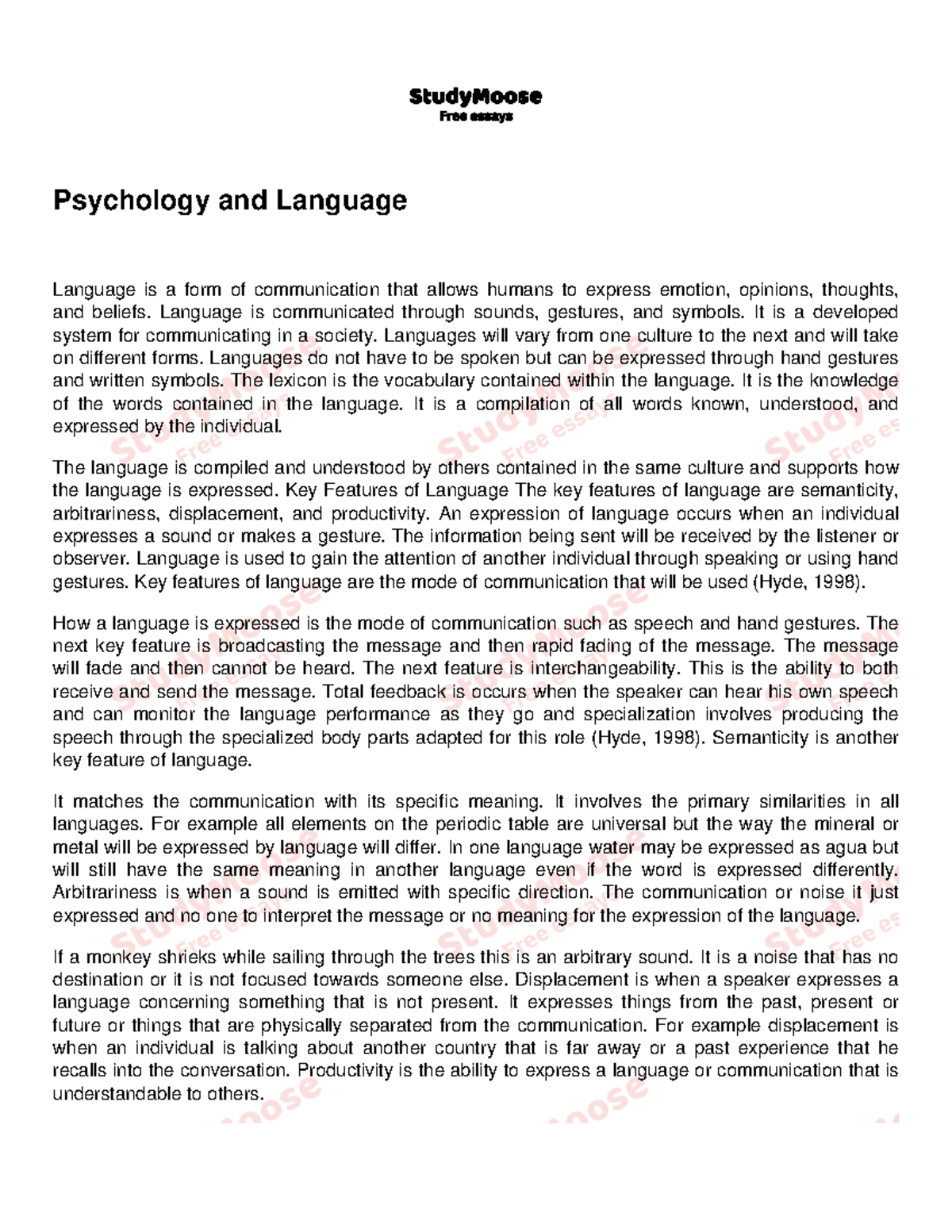 Psychology and Language - Psychology and Language Language is a form of ...