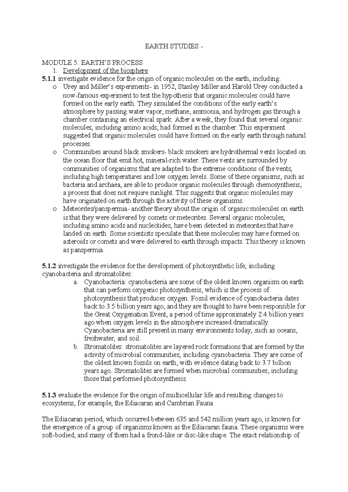 Earth Studies - EARTH STUDIES - MODULE 5: EARTH’S PROCESS Development ...