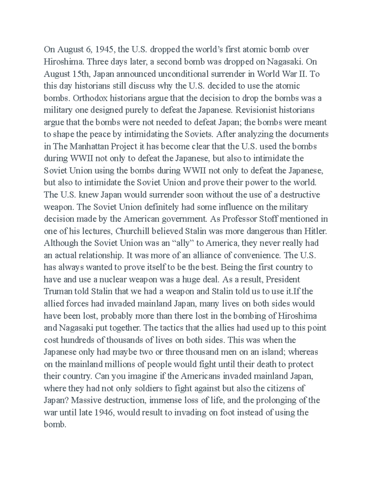 Japan world war essay - On August 6, 1945, the U. dropped the world’s ...