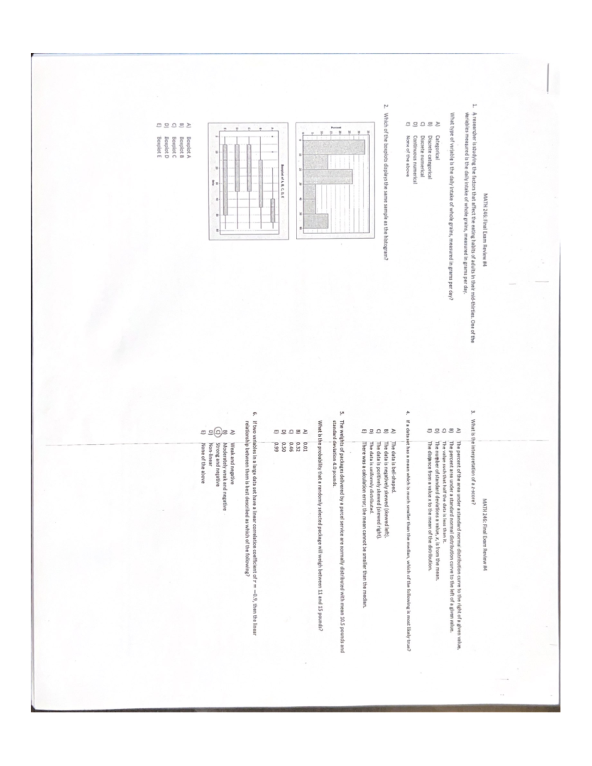 Math 246, Final Exam Review #4 - MATH Final Exam Review 1. Aresearcher Is studying the factors ...