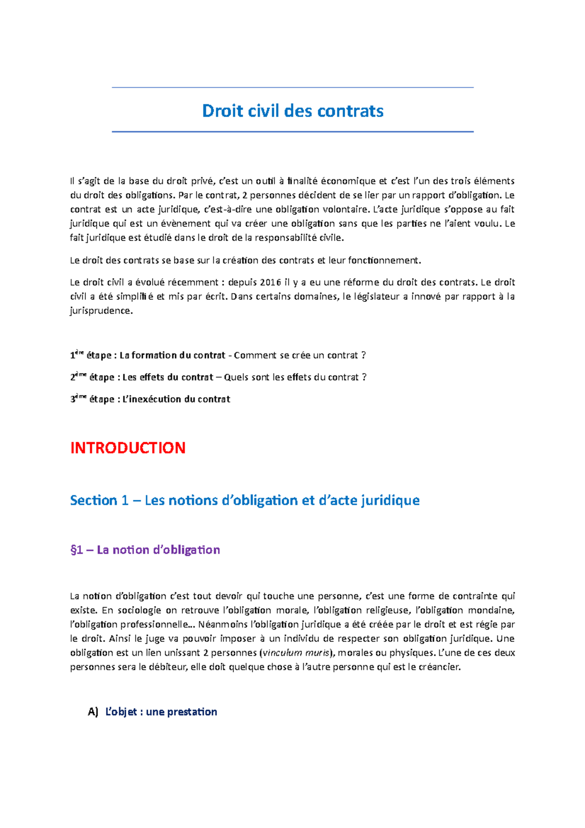 Droit civil des contrats - Par le contrat, 2 personnes décident de se ...