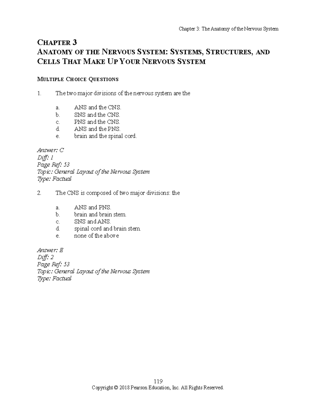 Sample/practice exam, questions and answers - CHAPTER 3 ANATOMY OF THE ...