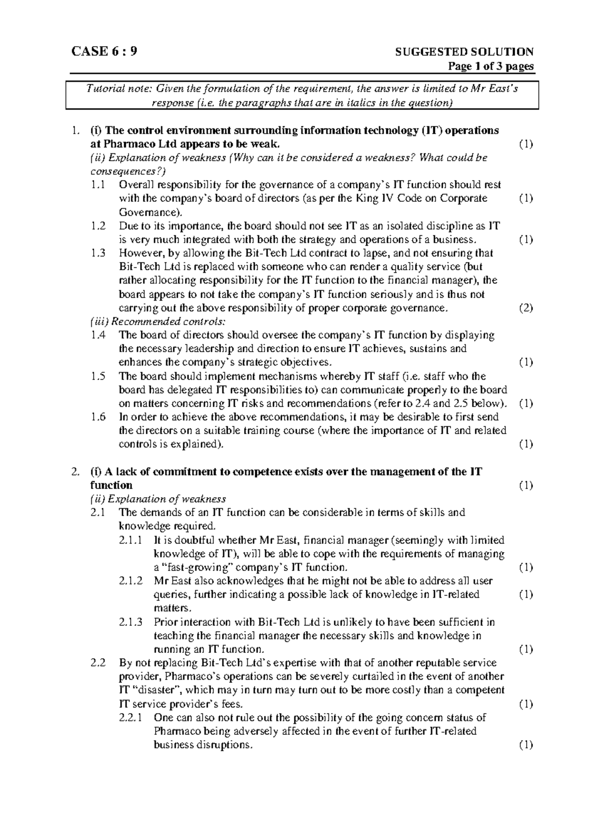 Week 5 Unseen 6.9 Solution - CASE 6 : 9 SUGGESTED SOLUTION Page 1 of 3 ...