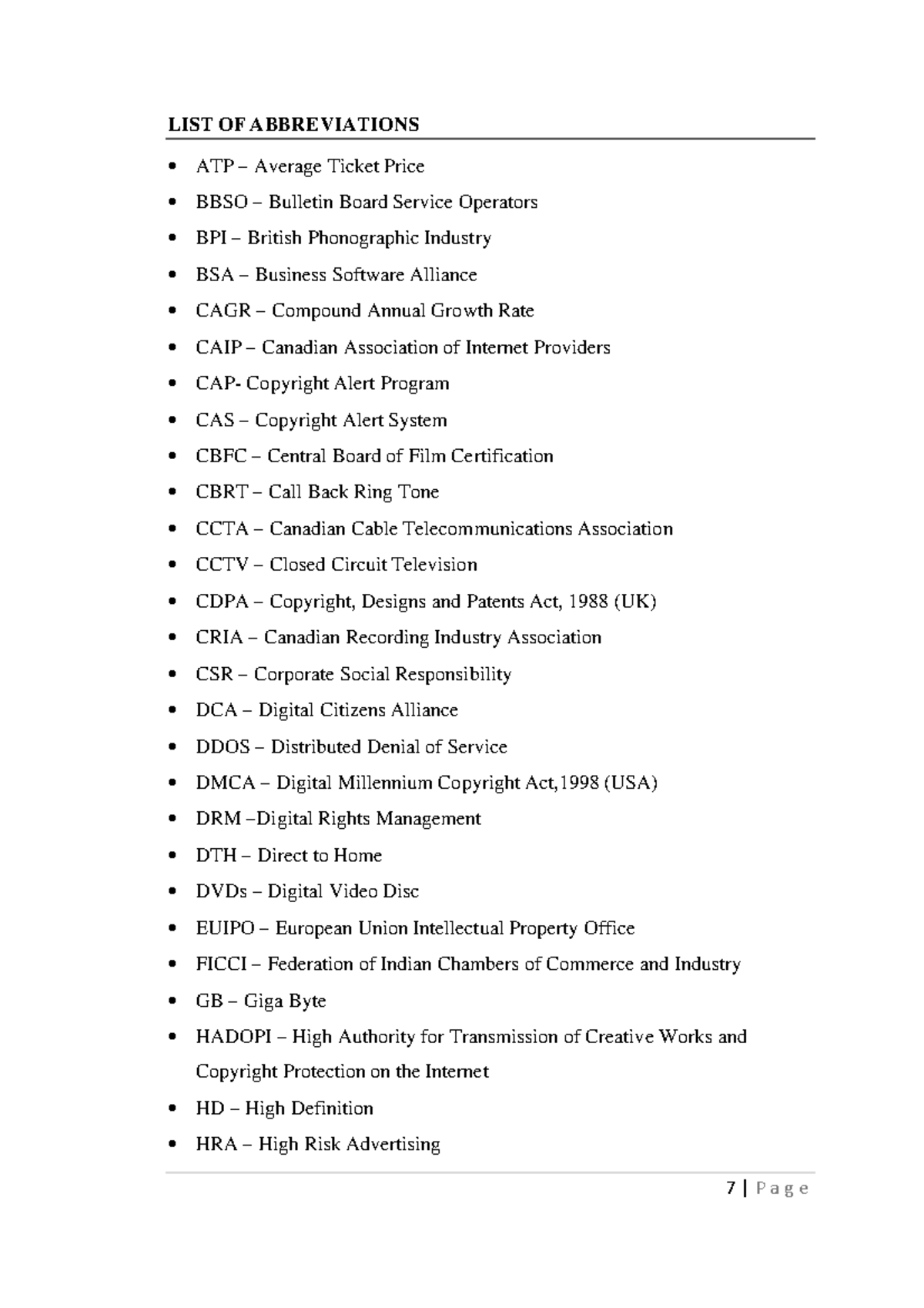 06 list of abbreviation - 7 | P a g e LIST OF ABBREVIATIONS ATP ...