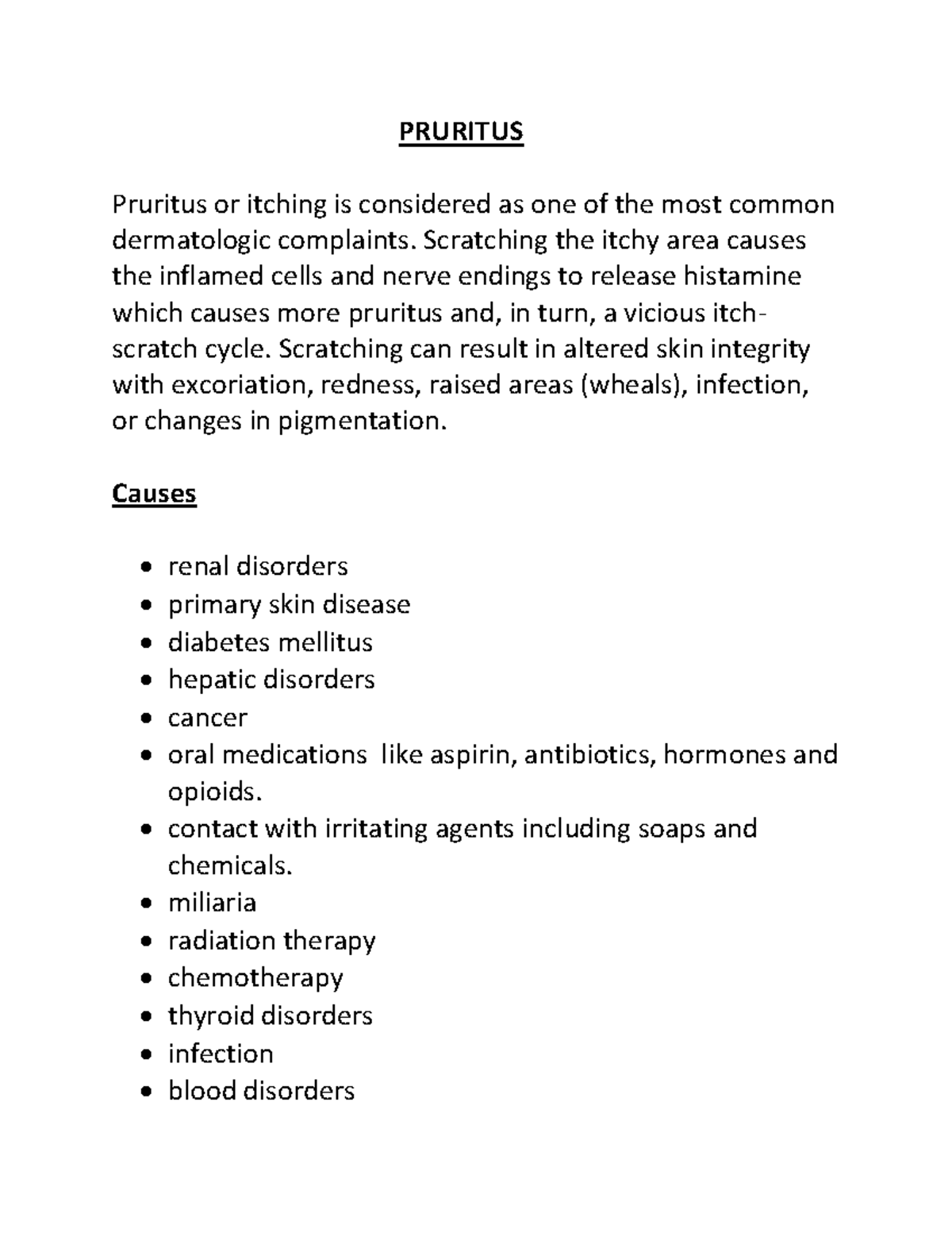 Pruritus - This study material is for nursing students to improve their ...