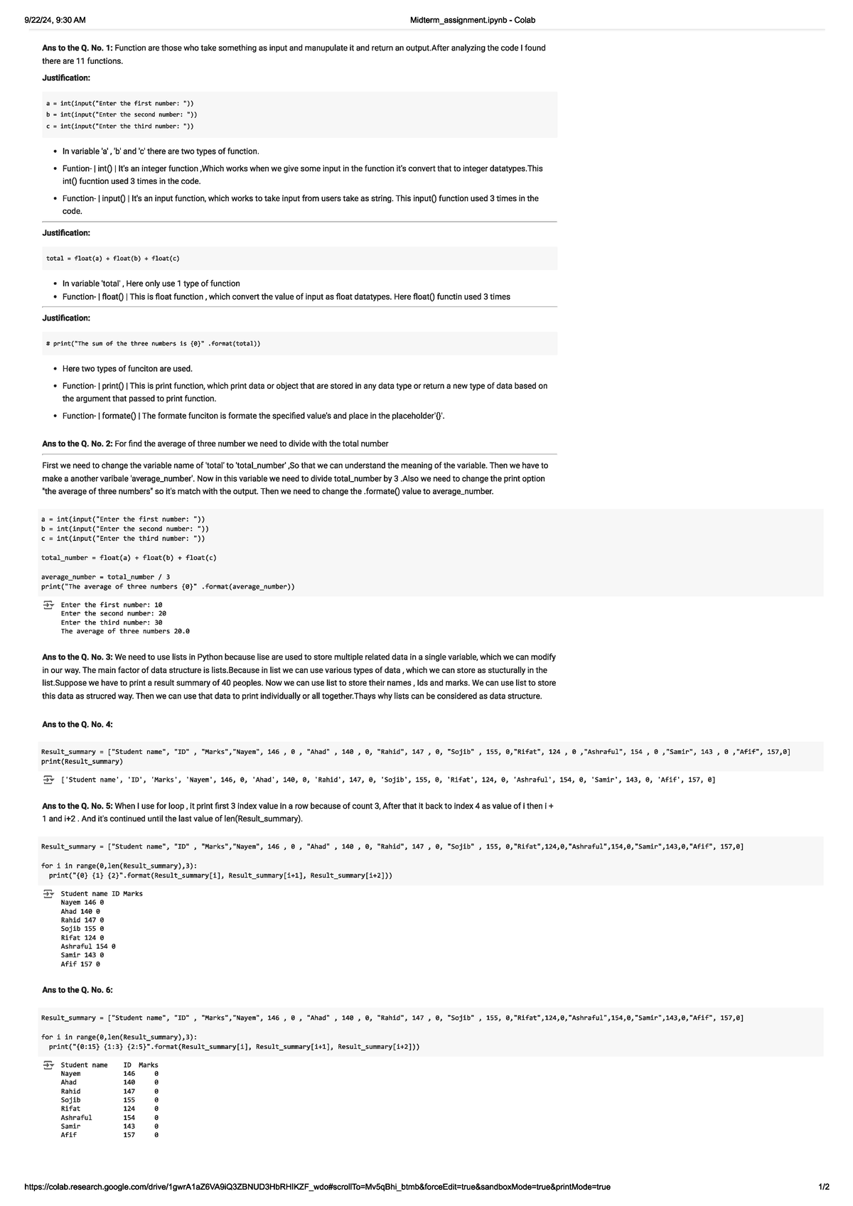 Midtermassignment Midassignment 930 Am Midtermassignment Colab Ans To The Q No 1
