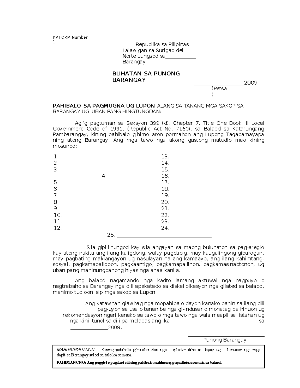 Kp-forms-bisaya - informative from government - MAHINUNGDANON: Kining ...
