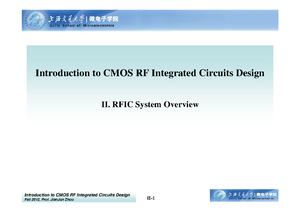 Lecture 6 Basic Concepts in RFIC Designs - RFIC Design and Testing for ...