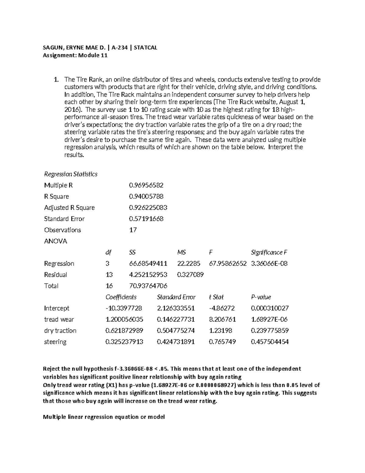A234 M11 S a gun Eryne - helpful - SAGUN, ERYNE MAE D. | A-234 | STATCAL Assignment: Module 11 1 ...