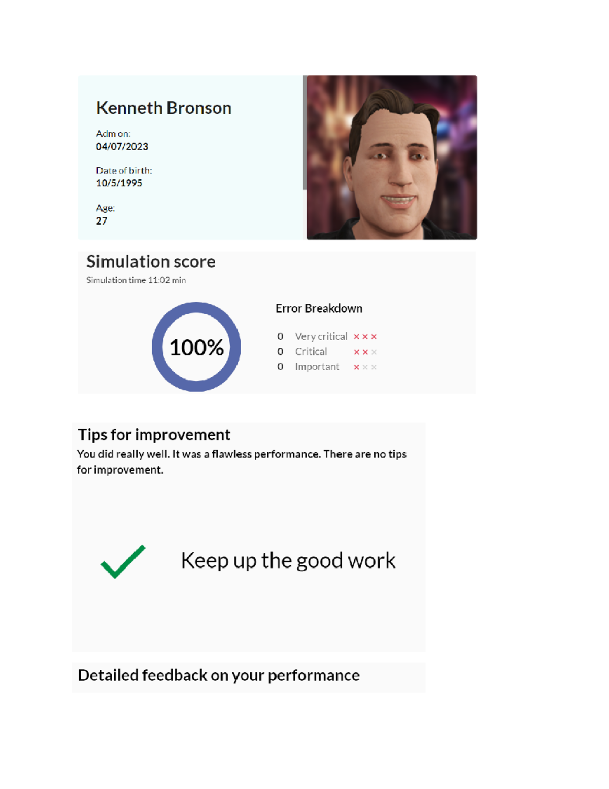 Kenneth Branson Vsim - Vsim Assessment - NUR213 - Studocu