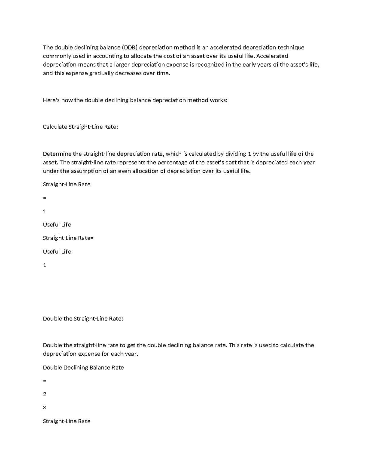 The double declining depreciation - The double declining balance (DDB ...