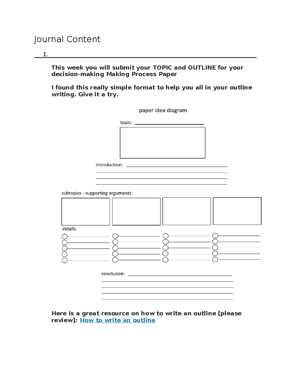 TO DO WEEK3 - notes - Journal Content 1. This week you will submit your ...