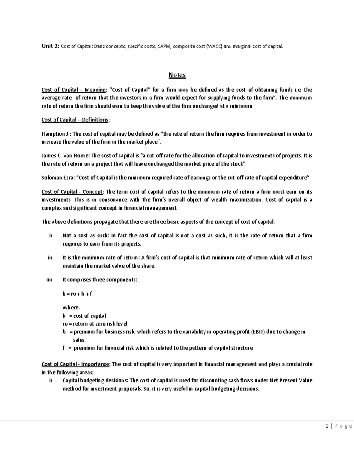 CF Unit 2 Notes - Corporate Finance - PESU - Studocu