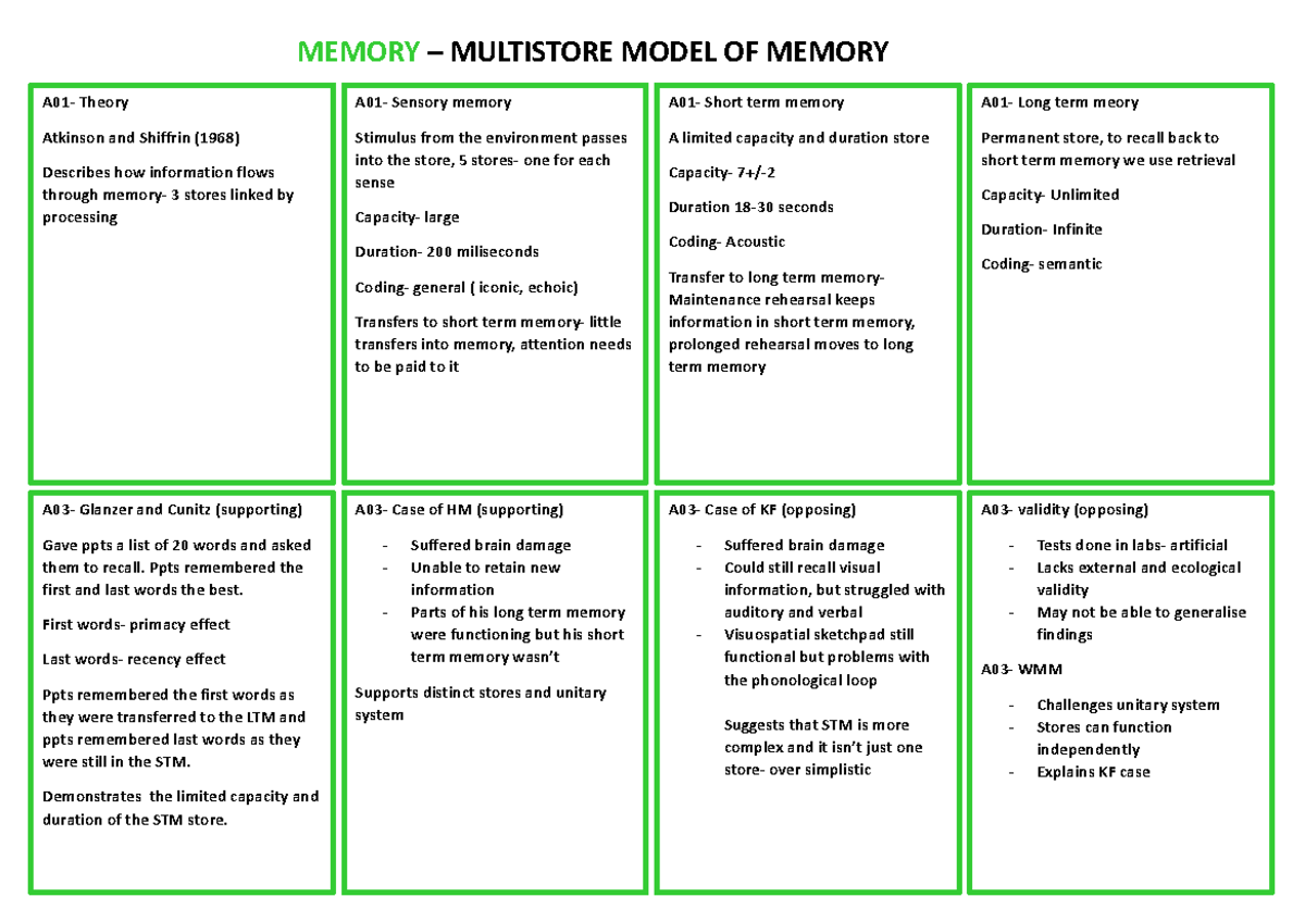 Multistore Model Of Memory Studying Psychs
