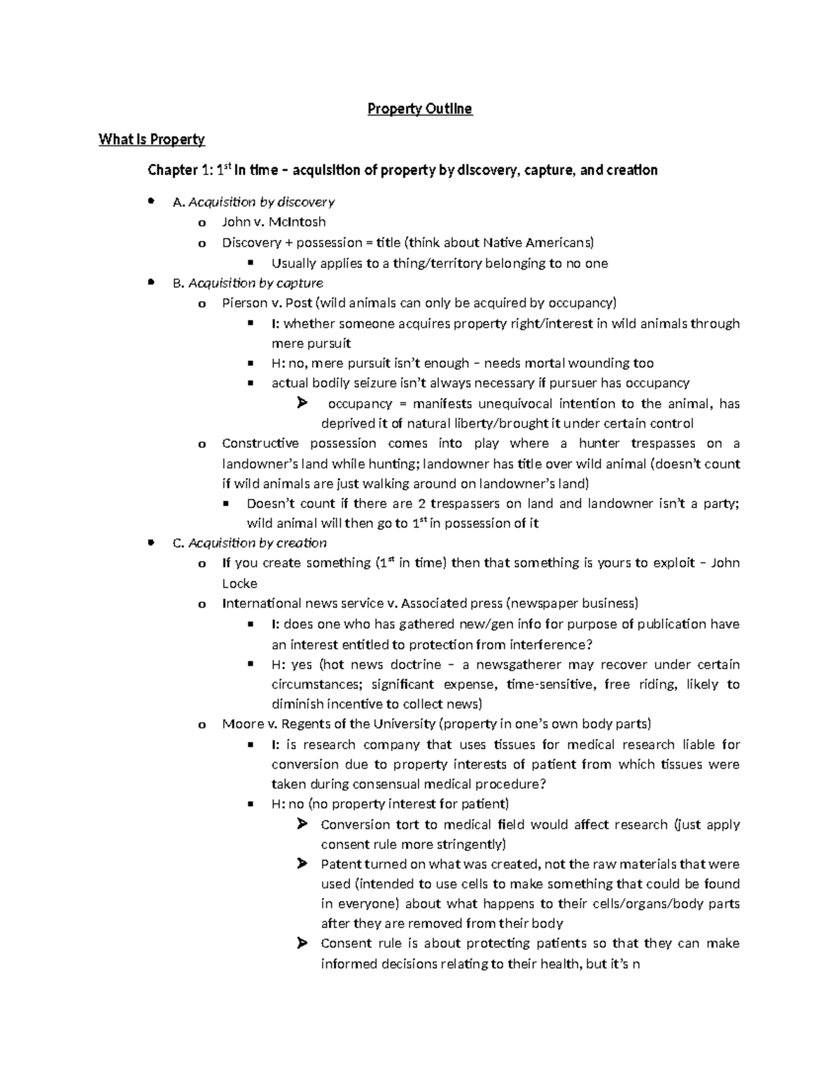 Property-Lape - Outline - Property Outline What is Property Chapter 1 ...