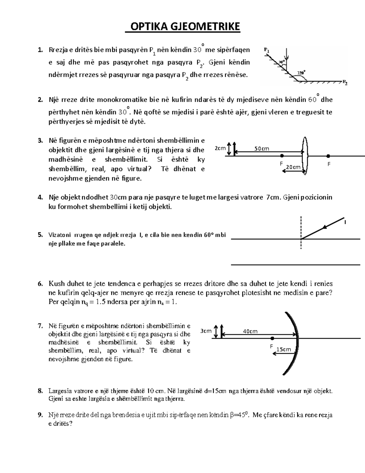 16 Optika Gjeometrike - ... - OPTIKA GJEOMETRIKE 1. Rrezja e dritës bie ...