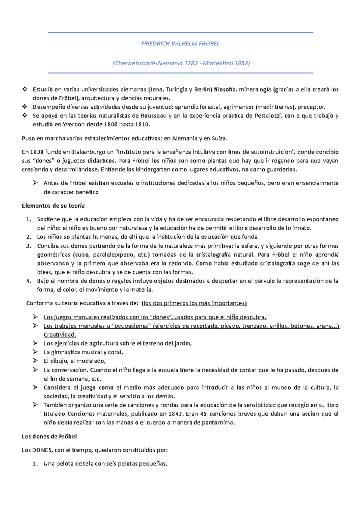 Friedrich Wilhelm Fröbel - FRIEDRICH WILHELM FRÖBEL (Oberweissbach ...