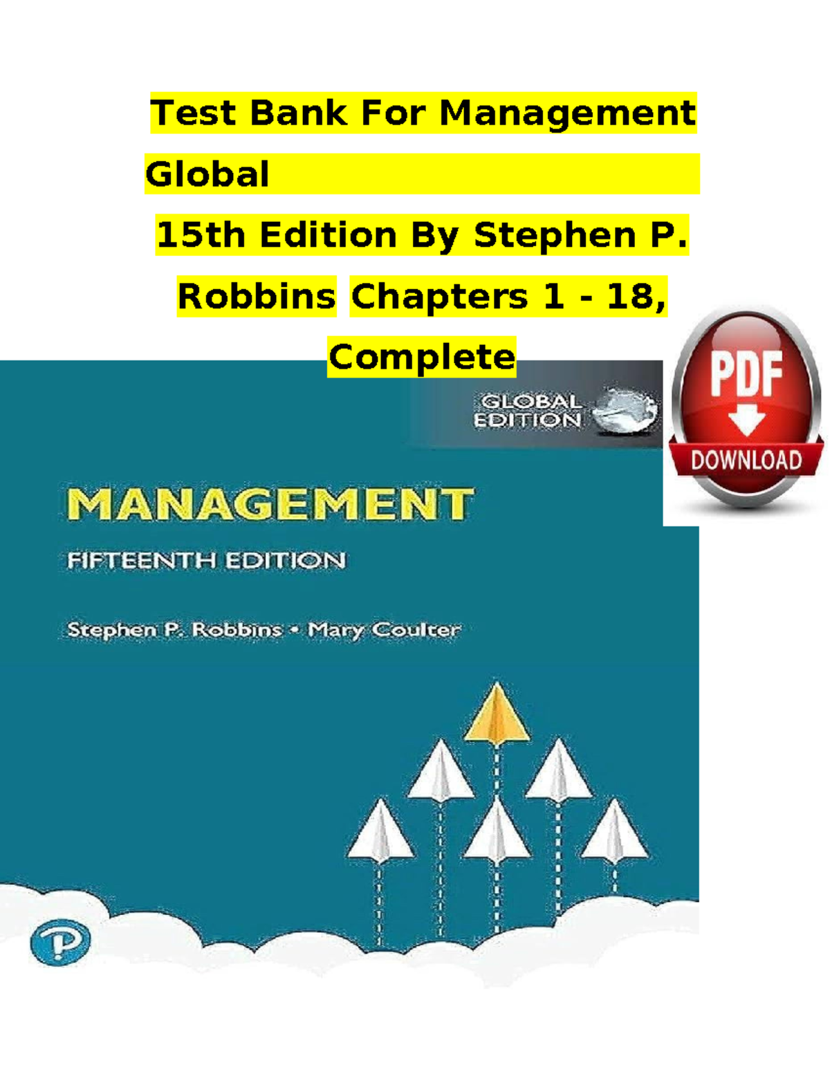 Test Bank For Management Global 15th Edition By Stephen P. Robbins ...