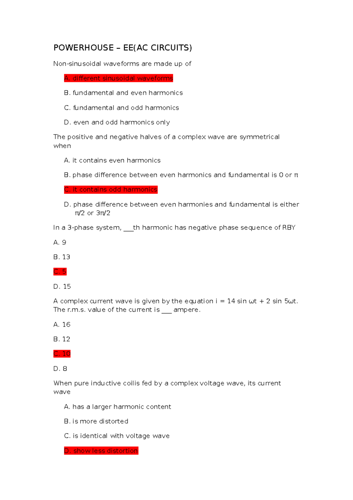 Sample/practice exam 16 April year, questions and answers - POWERHOUSE ...