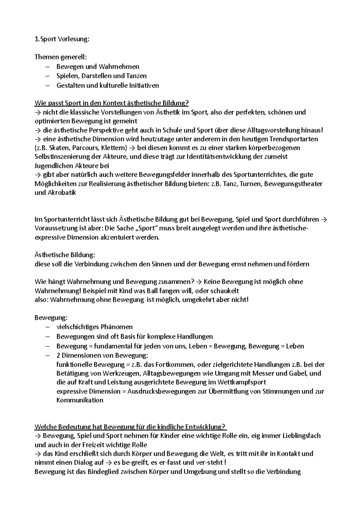 Sport Vorlesung ÄB - Warning: TT: undefined function: 32 1 Vorlesung: Themen generell: - Bewegen ...