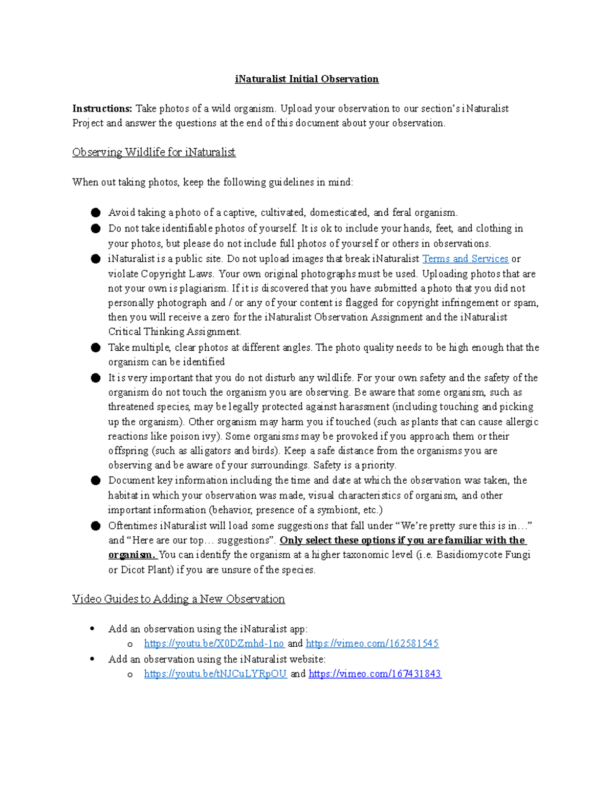 I Naturalist Initial Observation - iNaturalist Initial Observation ...