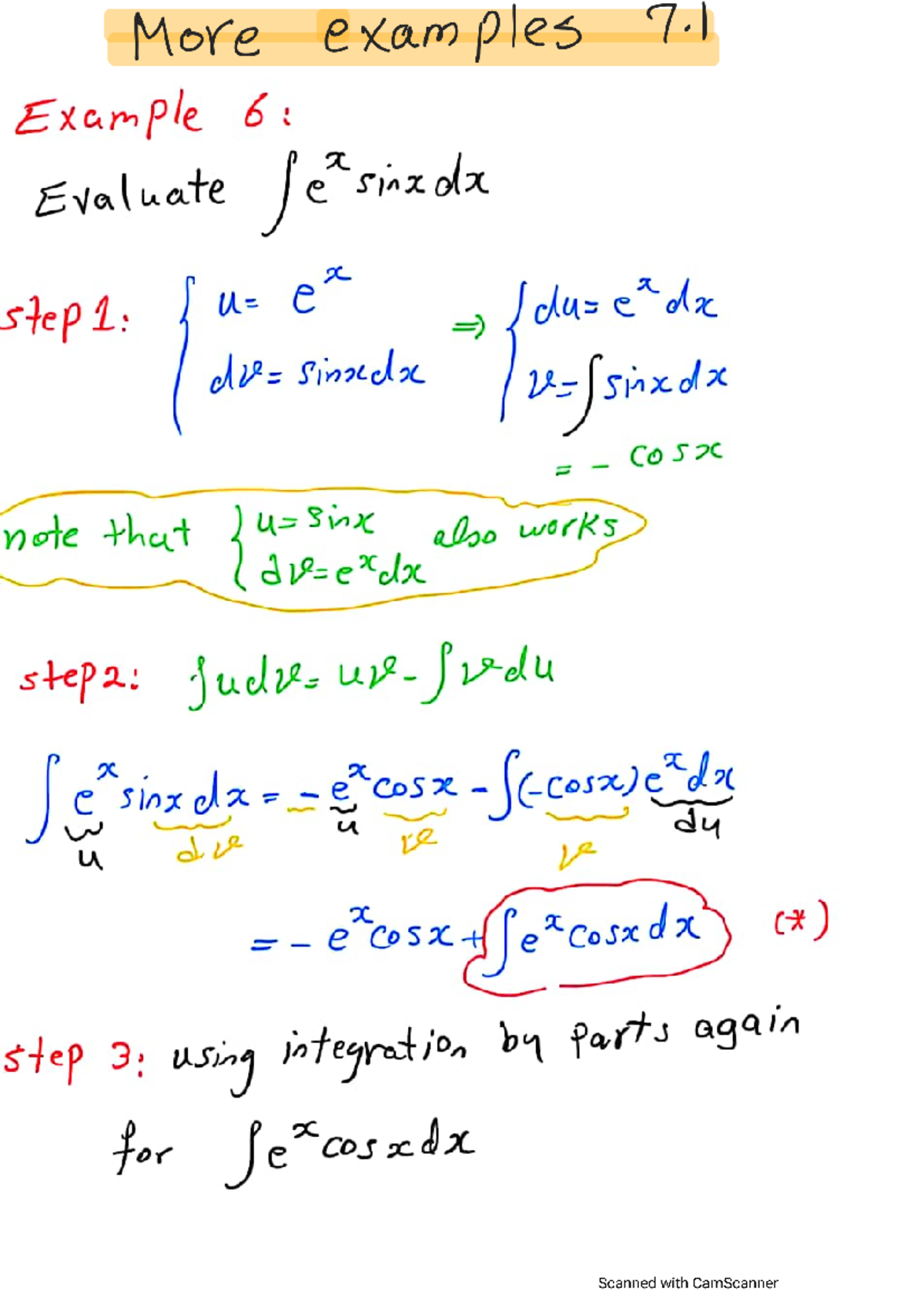 More examples 7.1-SP 23 - MATH 231 - Studocu