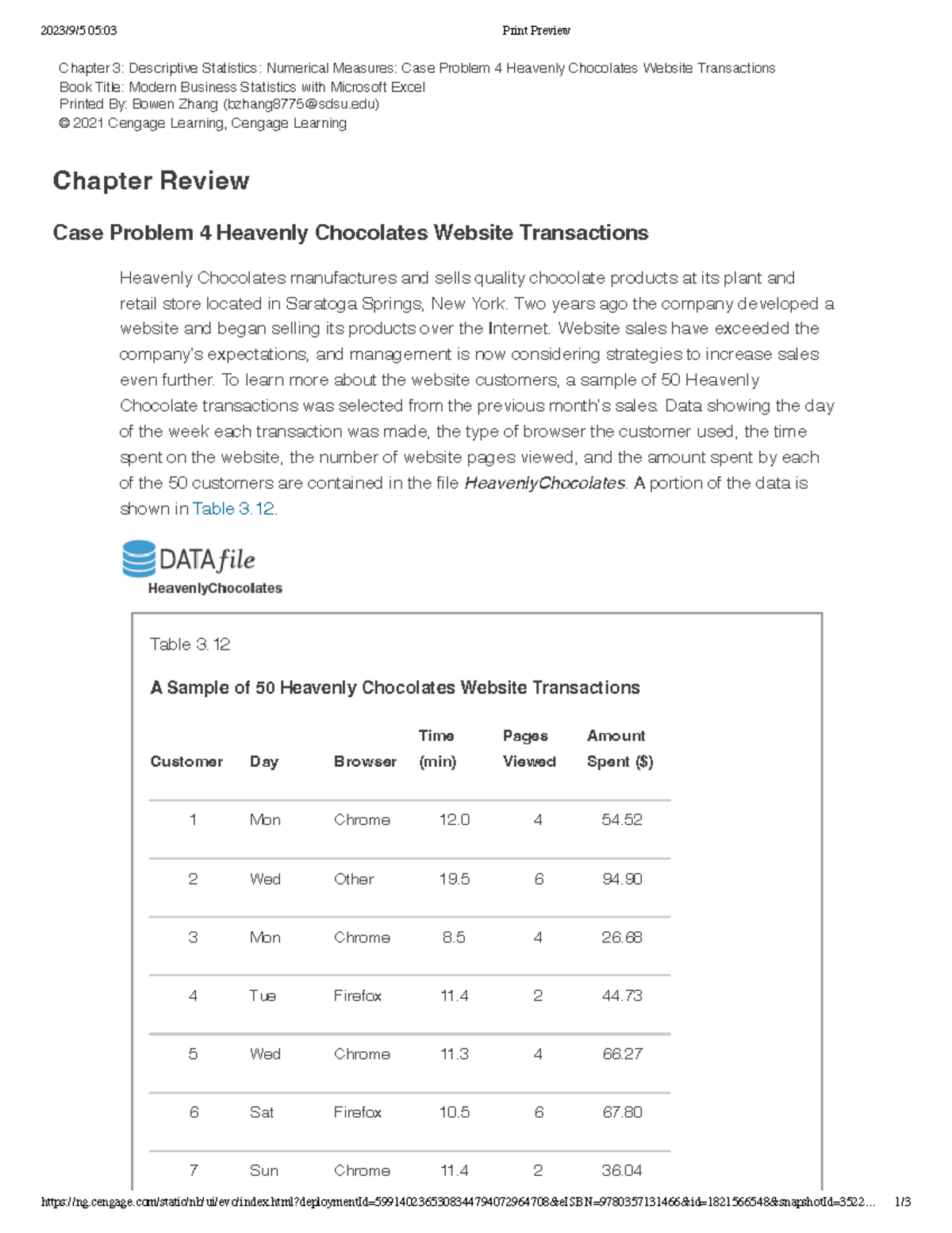 Case And Questions Mind Tap - Cengage Learning - 2023/9/5 05:03 Print Preview - Studocu