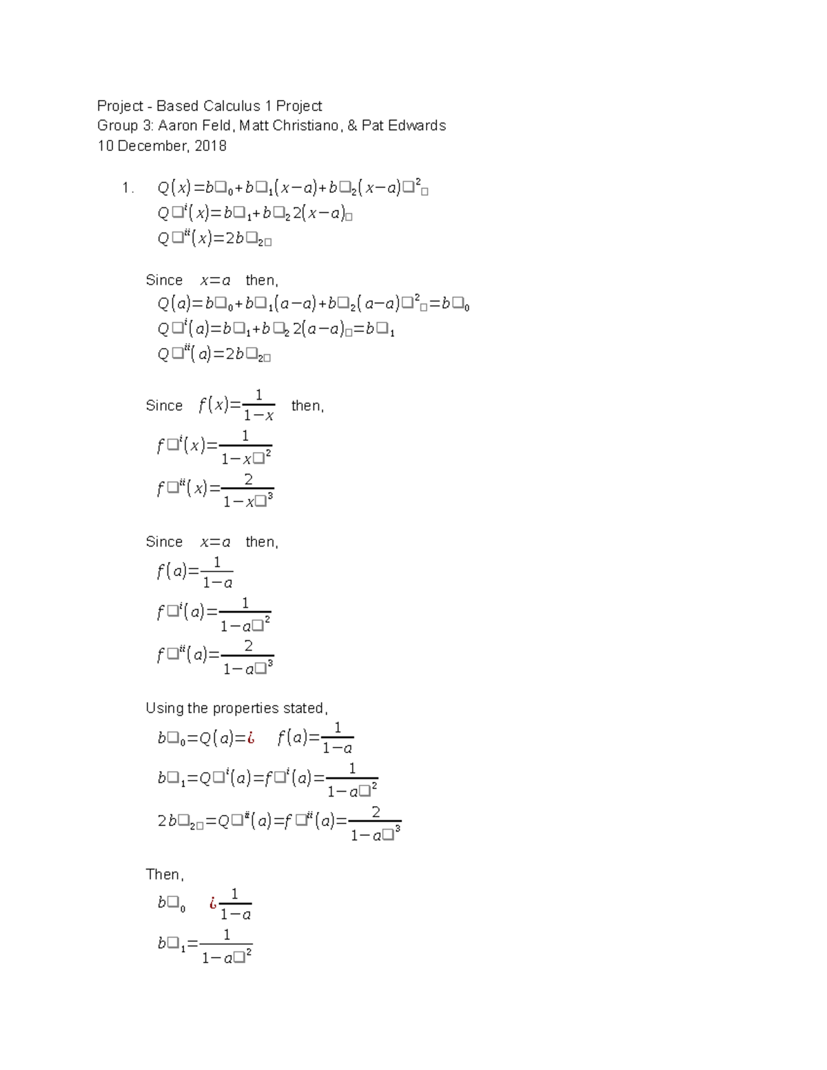 Project-Based Calculus I Group Project - Project - Based Calculus 1 ...