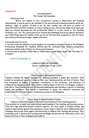 Field Study 2 Reflection - Participation and Teaching Assistantship, or ...