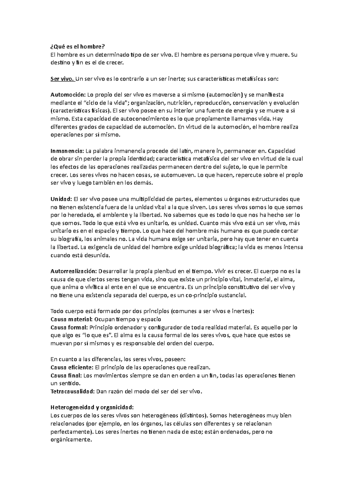 Tema 1 - Tema 1 parte 1 - ¿Qué es el hombre? El hombre es un ...