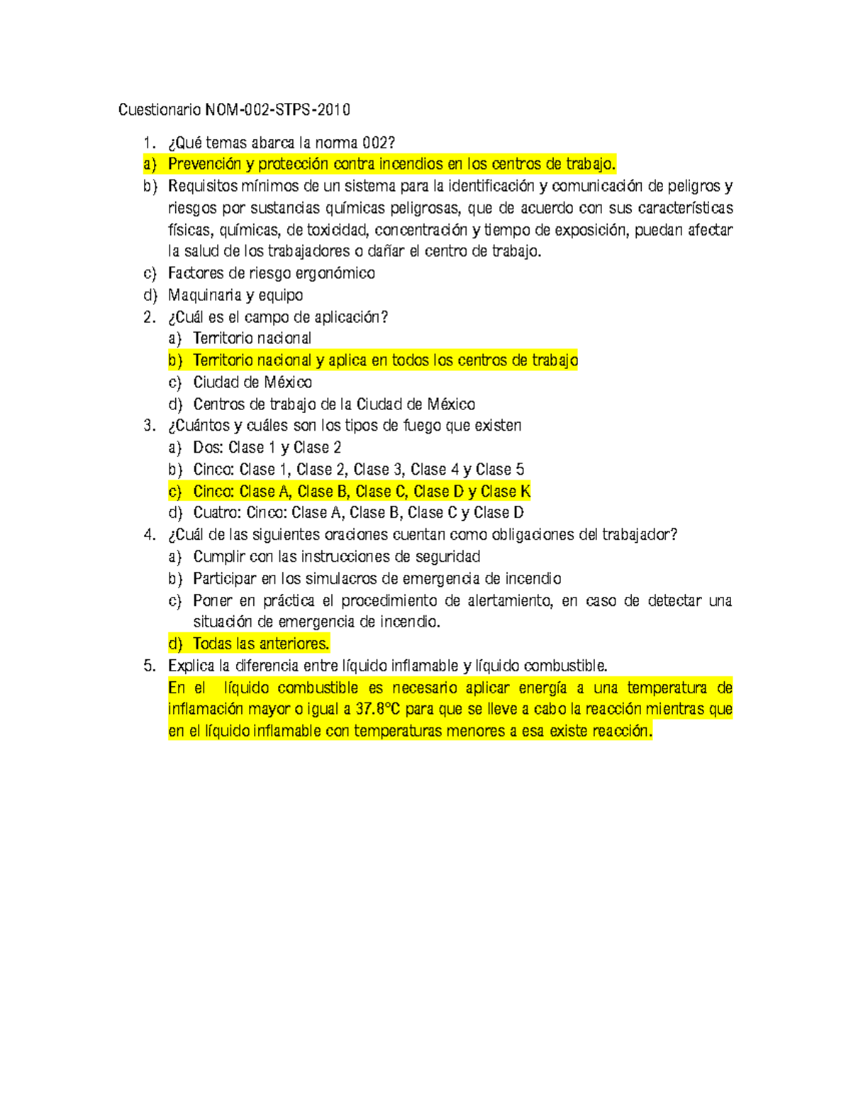 Cuestionario NOM-002-STPS-2010 - Cuestionario NOM- 002 - STPS- 2010 1 ...